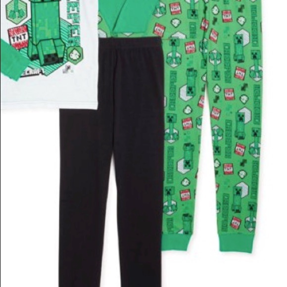 Nintendo | Pajamas | Nwt Boys Girls Minecraft Pajamas Winter Creeper ...